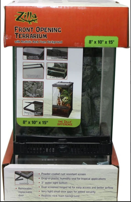 Zilla Front Opening Terrarium with Realistic Rock Foam Background ...